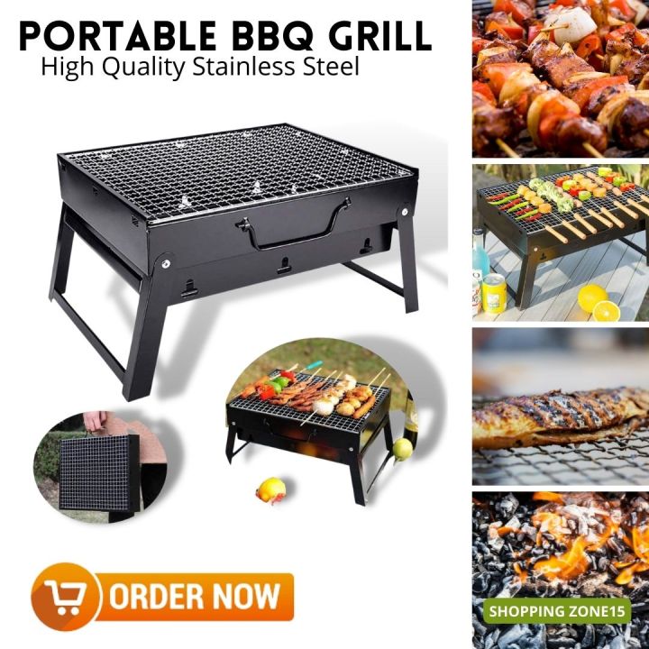 PORTABLE FOLDING BBQ GRILL High Quality Stainless Steel Charcoal Grill ...