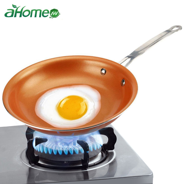 Fypo Copper Frying Pans 20/24/28cm flat pan Round Skillets Non-stick ...