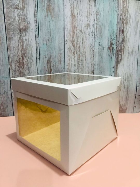 5pcs 10x10x8 Cake Box | with Two side Windows | Reversible | Glossy ...