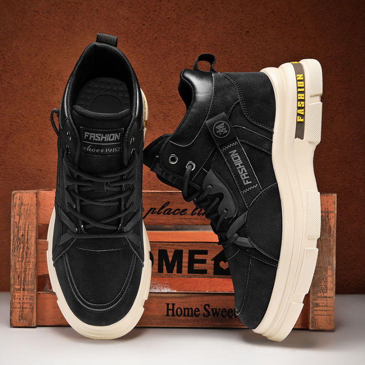 【ของพร้อม】รองเท้าบูท Martin ลำลองของผู้ชายรองเท้าปีนเขาพื้นหนากันลื่น ...