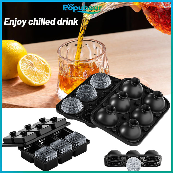 Large Ice Cube Tray Sphere Ice Cube Mold Slow Melting 6 Cavity Ice ...