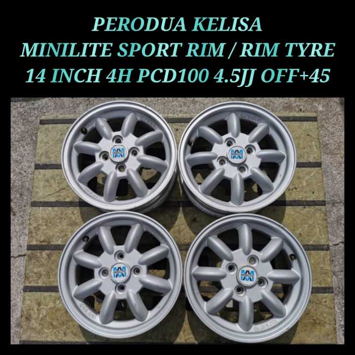 Minilite Sport Rim / Rim Tyre Perodua Kelisa 14 Inch 4H PCD100 4.5JJ ...