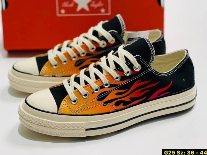 Sale 50%» Converse All Star Chuck Taylor70 Flame (size37 -44) ดำ ลายไฟ ...