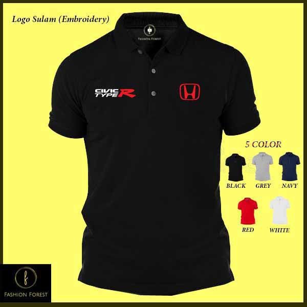 Polo Shirt, Embroidered With Sulam Type R Honda Civic Dry Fit Logo ...