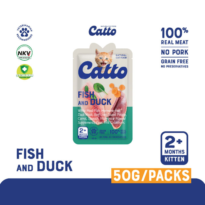 Catto Cat Food - Fish and Duck Kitten 50gr | Natural Wet Cat Food ...