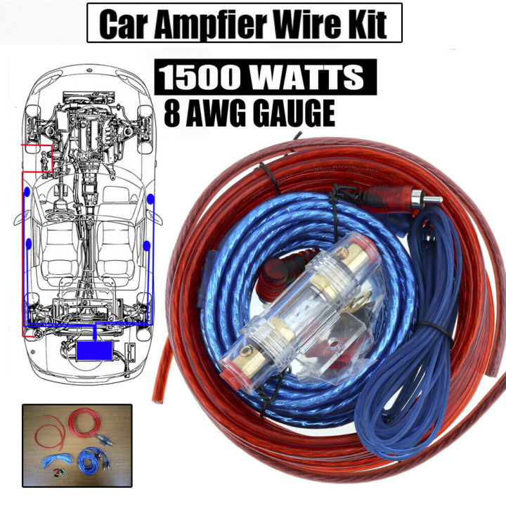 8GA Car Audio Wiring Kit Amplifier Cable Kit Car Amp Audio Sound ...