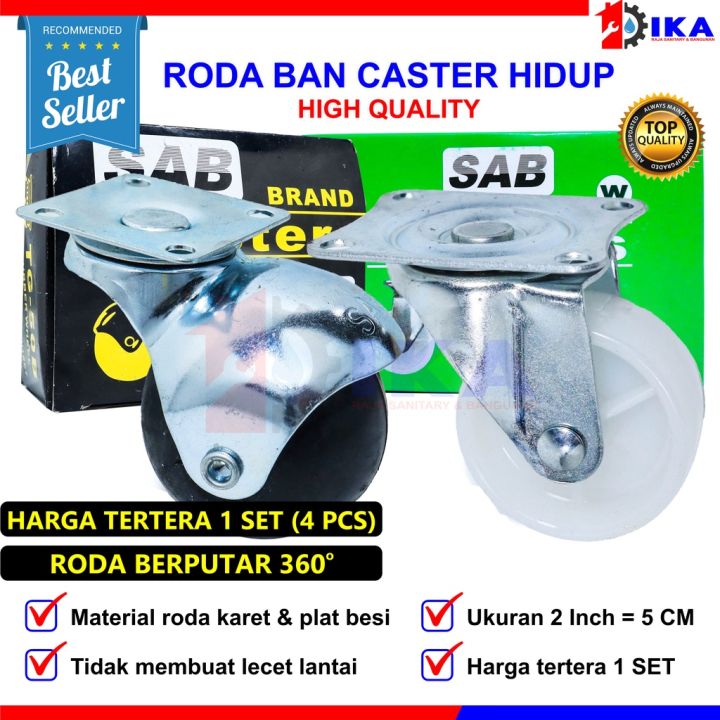 RODA CASTER ETALASE 2 TANPA REM/ RODA HIDUP NYLON Roda bulat gepeng ...