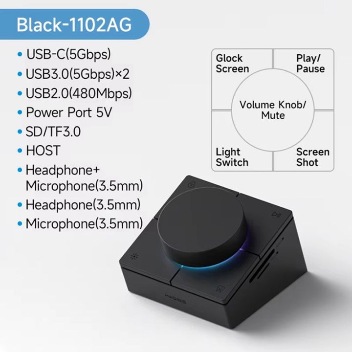 Knob USB C Hub with Shortcut Buttons Type-C Docking Station Volume ...