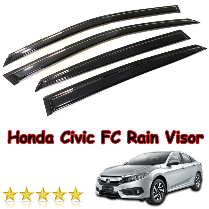 Door Rain Visor Window Rain Gutter Plain Black Honda Civic FC 2016 2021 ...