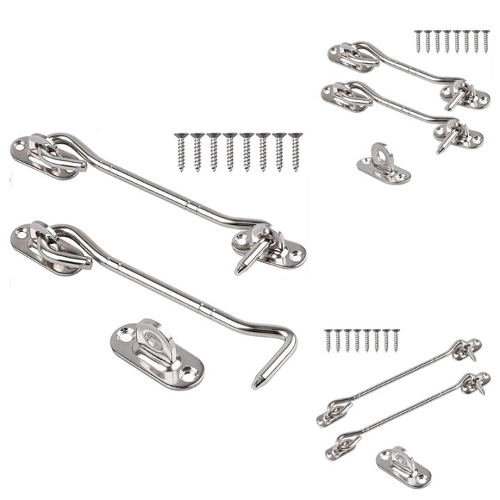 2 Pcs Stainless Steel Cabin Hook and Eye Latch with Screws - Heavy Duty ...