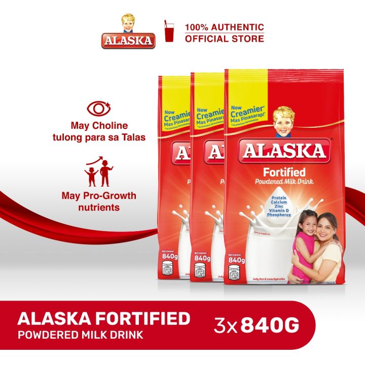 Alaska Fortified Powdered Milk Drink 840g | Set of 3 | Lazada PH