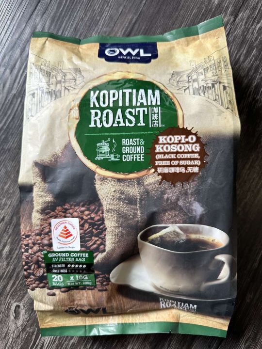 OWL Kopitiam Roast and Ground Coffee Kopi O Kosong (20 sachets) | Lazada PH