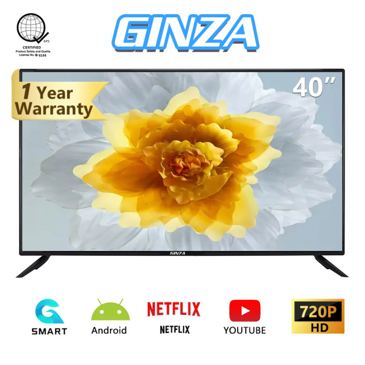 GINZA 40 inch smart/led tv android tv 43 inches flat screen on sale Netflix/Youtube Ultra-slim ...