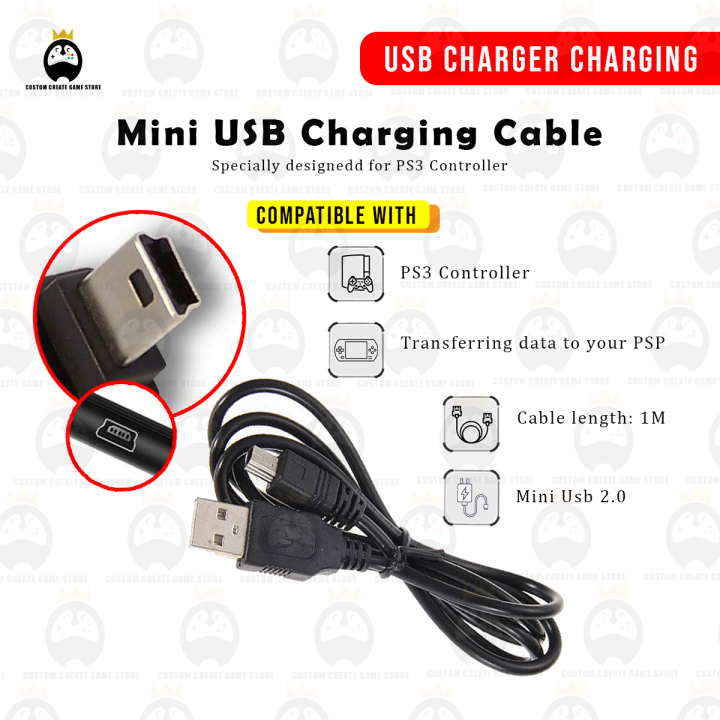 SONY PS3/PSP USB Charger Charging Data Transfer Cable [Ready Stock ...