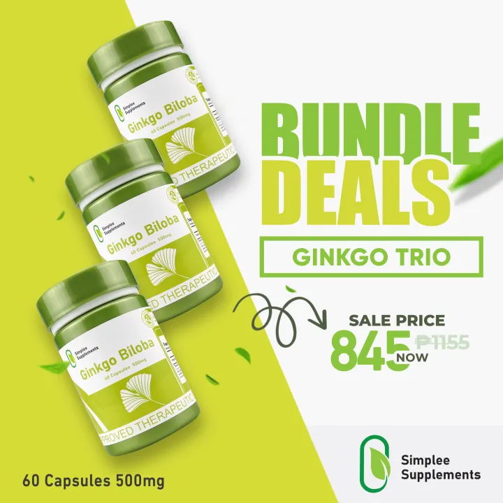 Simplee Supplements Ginkgo Biloba Trio Bundle – 3 Bottles of Ginkgo ...
