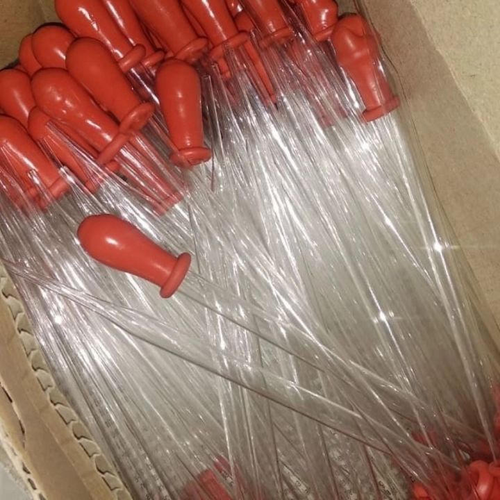 Pipet Kaca 11cm 15cm Karet Merah Kuning Glass Pipette Pipet Tetes Kaca ...