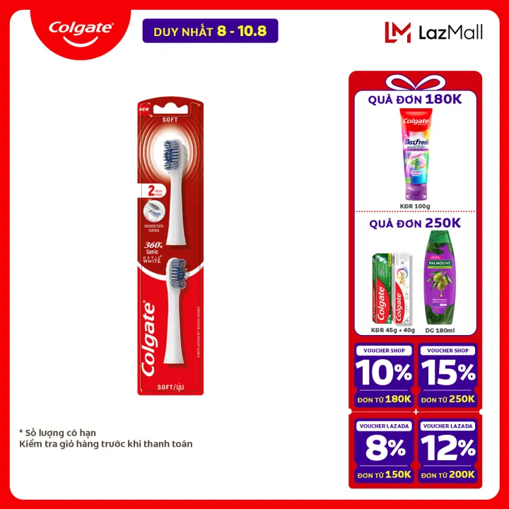 [Chỉ 8-10.8_X2 Voucher giảm đến 27%] Bộ 2 đầu thay bàn chải điện Colgate Sonic 360 Charcoal lông ...