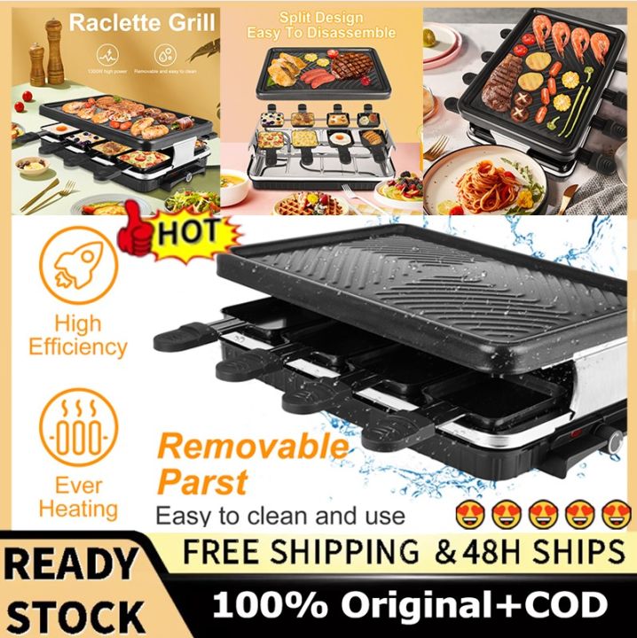 【100% Original+High Quality】Raclette Table Grill, Electric Korean BBQ ...