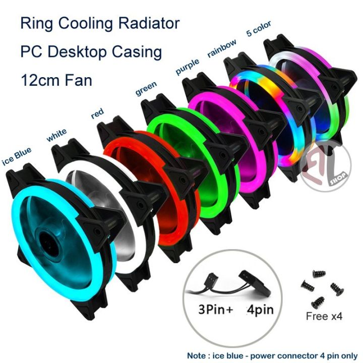 Single / Double Ring Cooling Radiator PC Desktop Casing 12cm Led Fan ...