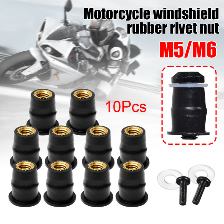 10/20/30 Pieces Well Nut M5 5mm M6 Metric Rubber Motorcycle Windshield ...