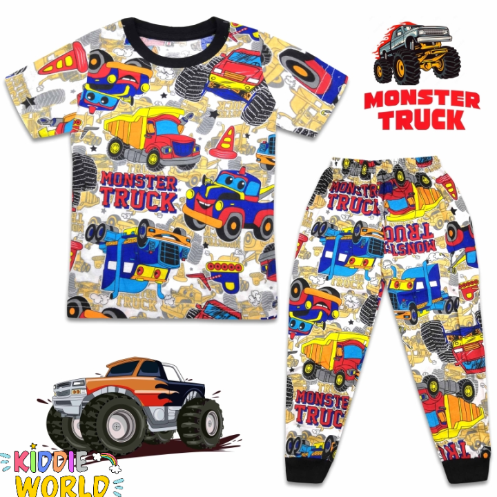 (1Y-11Y) MONSTER TRUCK Full Cotton Kids Pajamas - Pyjamas Sleepwear Boy ...