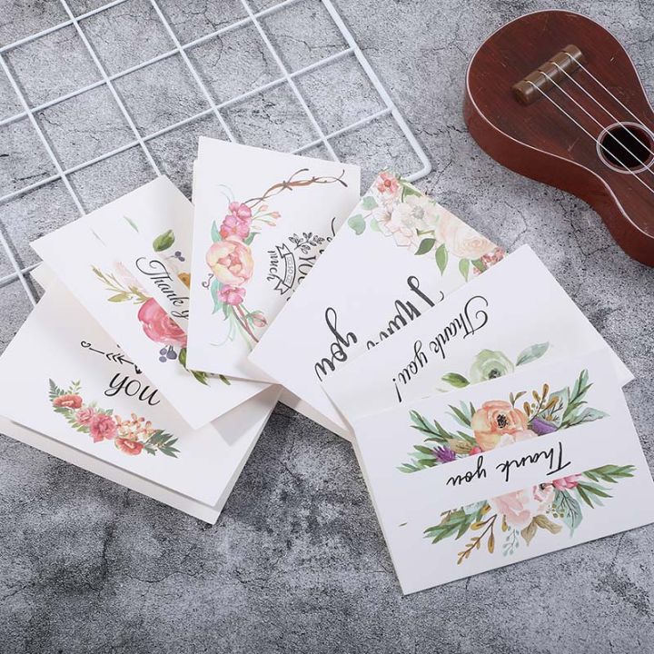 6 Sheets Little Fresh Blank Floral THANK YOU Blessing Cards with ...