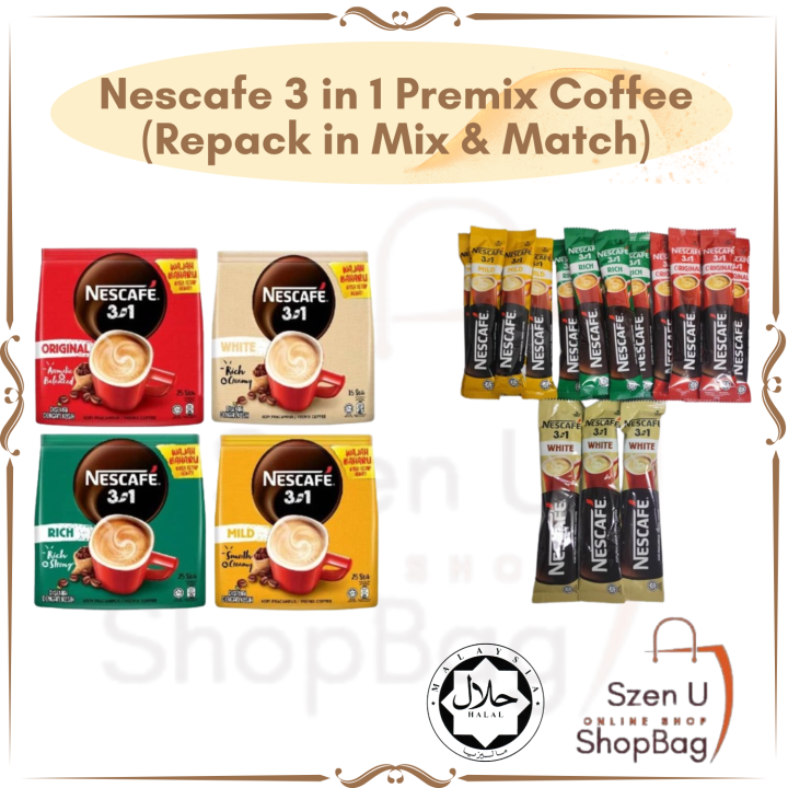Nescafe 3 in 1{ REPACK in Mix & Match} - Original, Rich, Mild & White ...