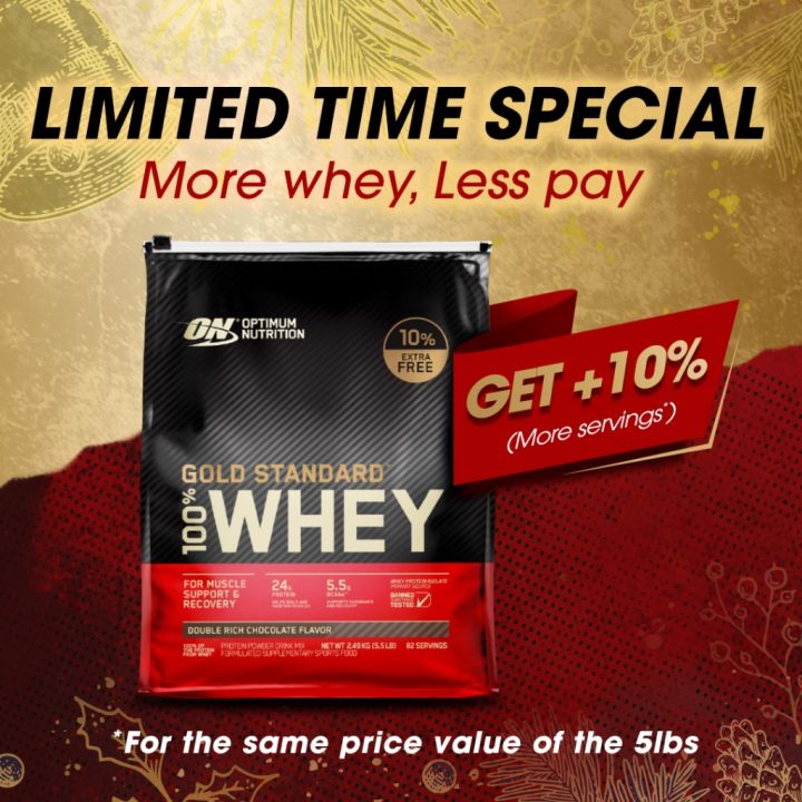 10 EXTRA - Optimum Nutrition Gold Standard 100 Whey Protein 5.5 lbs | Lazada PH