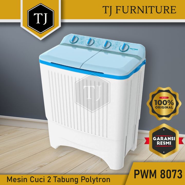 Polytron Mesin Cuci 2 Tabung Twin Tube Pengering Baju Kapasitas 8 kg ...