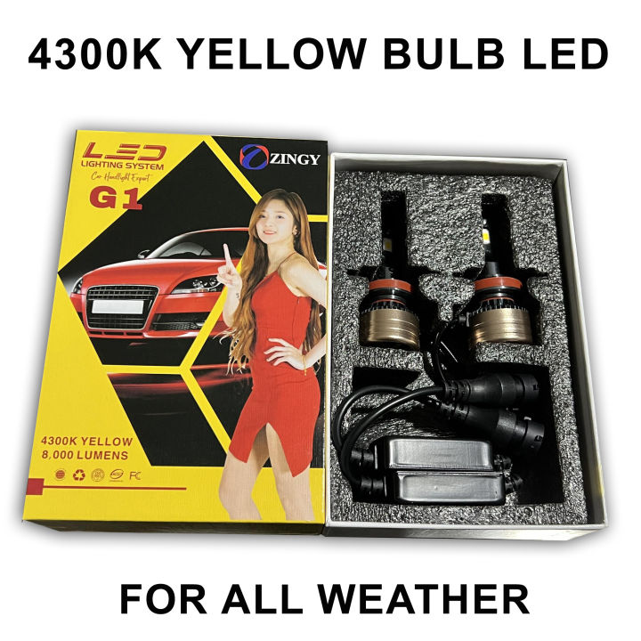 ZINGY G1 LED LIGHTING BULB H11 YELLOW 4300K 8000L ALL WEATHER BULB ...