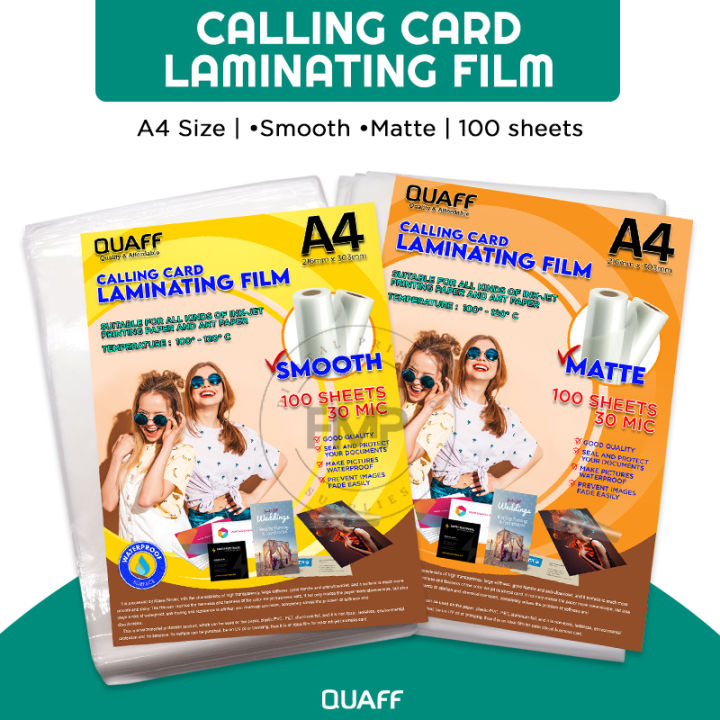 FMP A4 Size Calling Card QUAFF Laminating Film 30micron Hot lamination ...