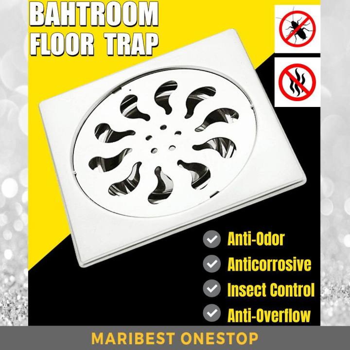 6 X 6 STAINLESS STEEL GRATING WITH FILTER FLOOR DRAIN TRAP ANTI-ODOUR ...