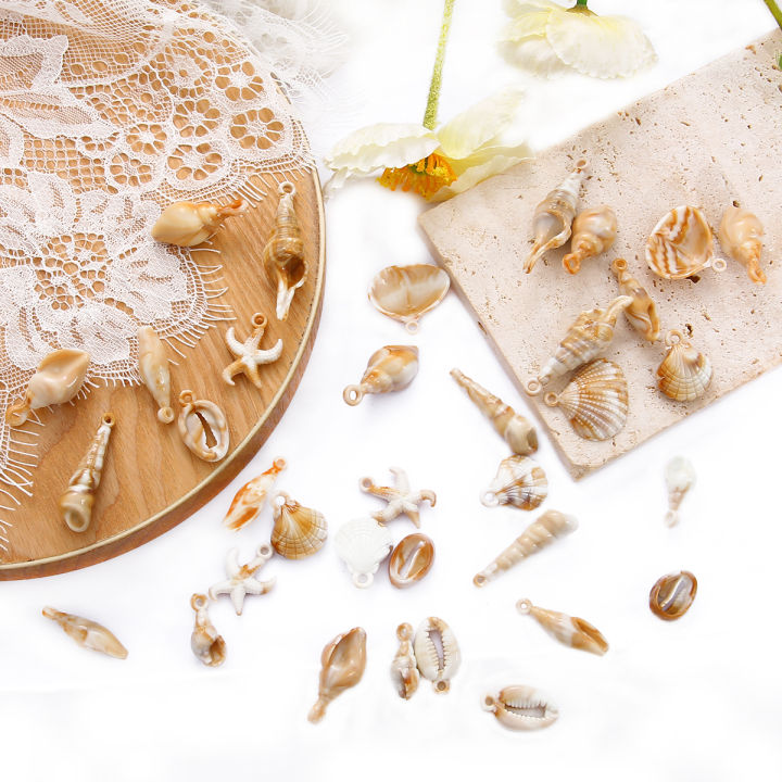 12-50Pcs Acrylic Conch Pendant Scallop Shell Starfish Charms for Diy ...