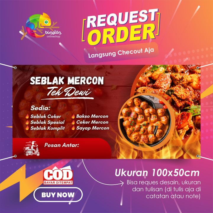Spanduk Banner Merah Oranye Modern Spanduk Warung Seblak | Lazada Indonesia