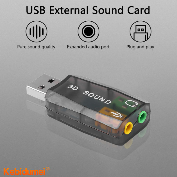 Kebidumei External 3D Sound Card Audio 5.1 Adapter Mini USB to 3.5mm ...