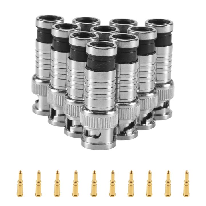 greatbuy666-10 pcs BNC Compression Connector for Coax RG59 Cable CCTV ...