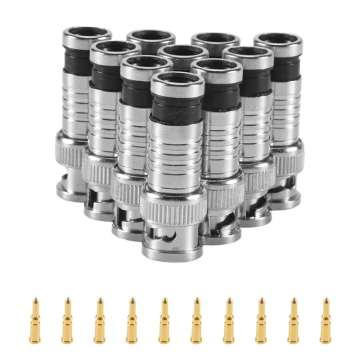 10 pcs BNC Compression Connector for Coax RG59 Cable CCTV Cameras ...