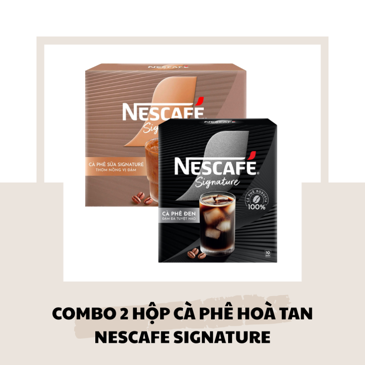 [COMBO 2 HỘP] Nescafe Signature Cà Phê Đen & Cà Phê Sữa Hoà Tan 105 ...