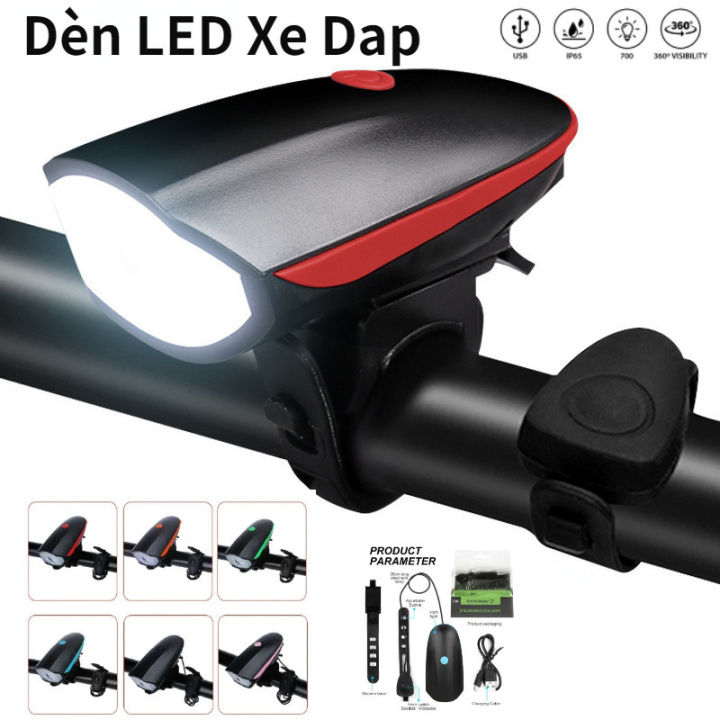 Đèn lắp xe đặp, Đèn led xe đạp thể thao,Đèn xe đạp siêu sáng có còi sạc ...