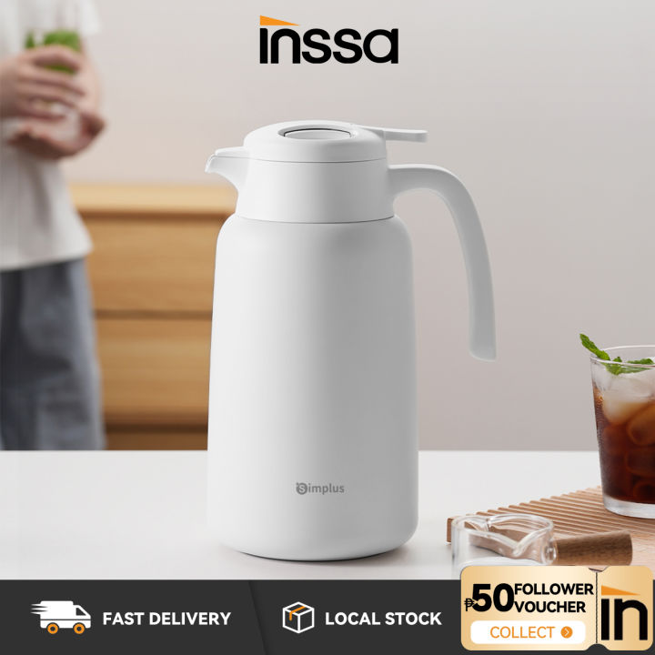 Inssa x Simplus Thermal Insulation Kettle Stainless Steel Interior 2L ...
