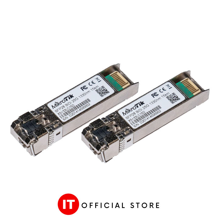 MikroTik XS+2733LC15D - PAIR of Bidirectional 1G / 10G / 25G Single Mode LC SFP Module - 1270nm ...