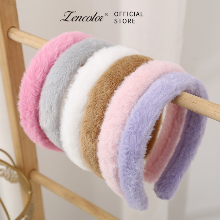 Zencolor คาดผมขนนุ่มสำหรับผู้หญิงฤดูใบไม้ร่วงและฤดูหนาว น่ารัก นุ่มฟู ...