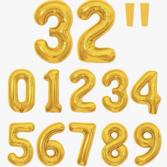 Gold Number foil balloon 32inch 2ft metallic for new year Christmas ...