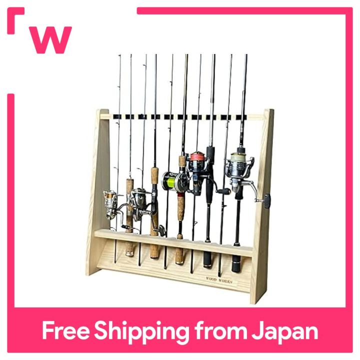 WOOD WORKS Japanese made rod stand for 10 rods, one side, body [natural ...