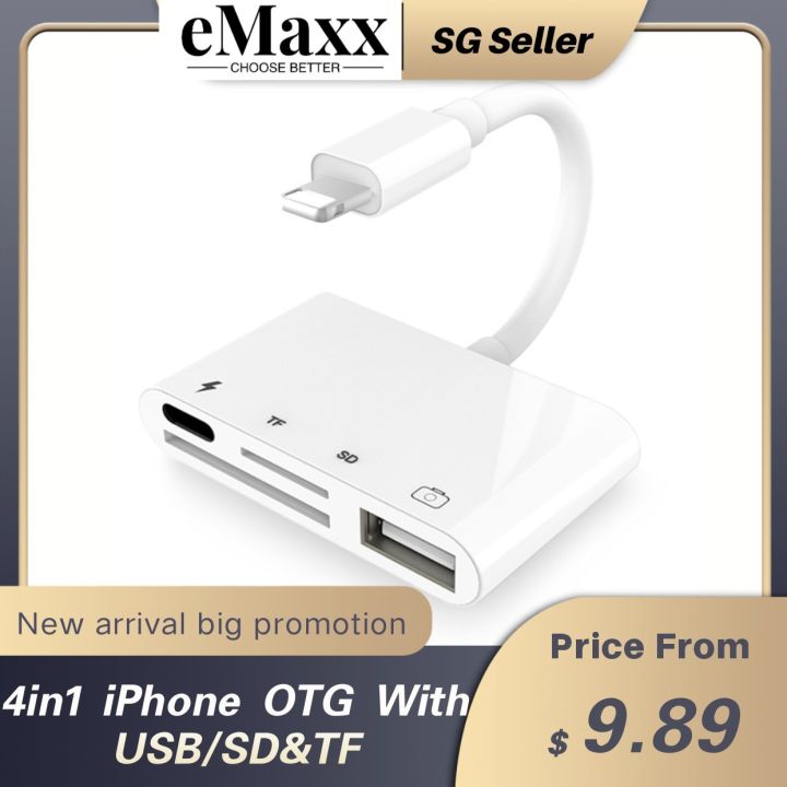 4in1 iPhone OTG adapter Converter SD/TF Card Reader Lighting Plug ...