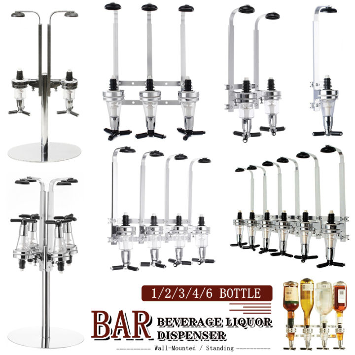 1-6 Bottle Liquor Dispenser Wall-Mounted&Rotating Cocktail Alcohol ...