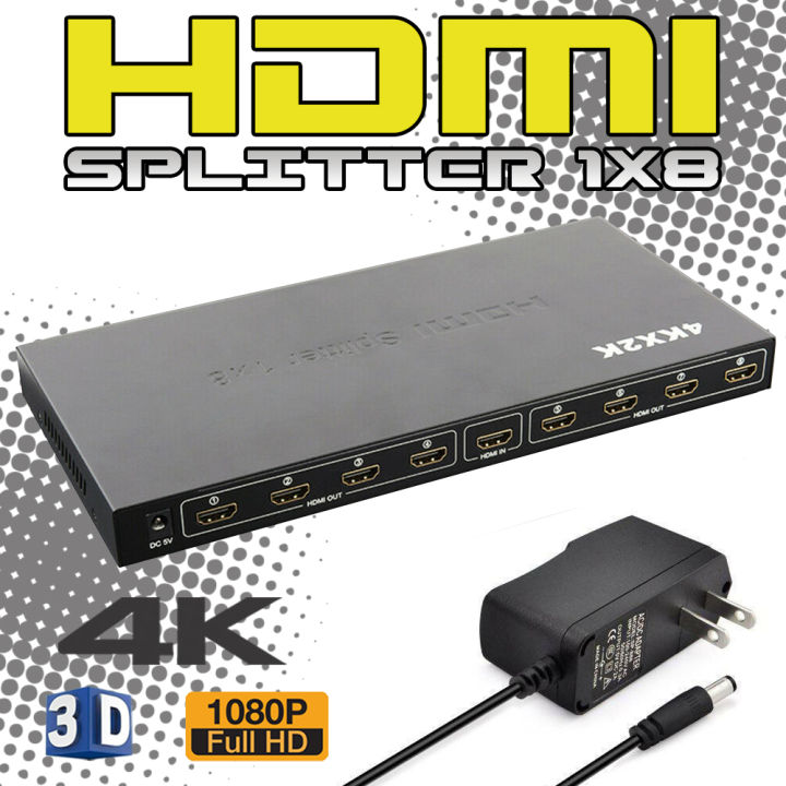 3D 4K * 2K HDMI SPlitter 1X8 HDMI 1 In 8 Out switch splitter | Lazada.co.th
