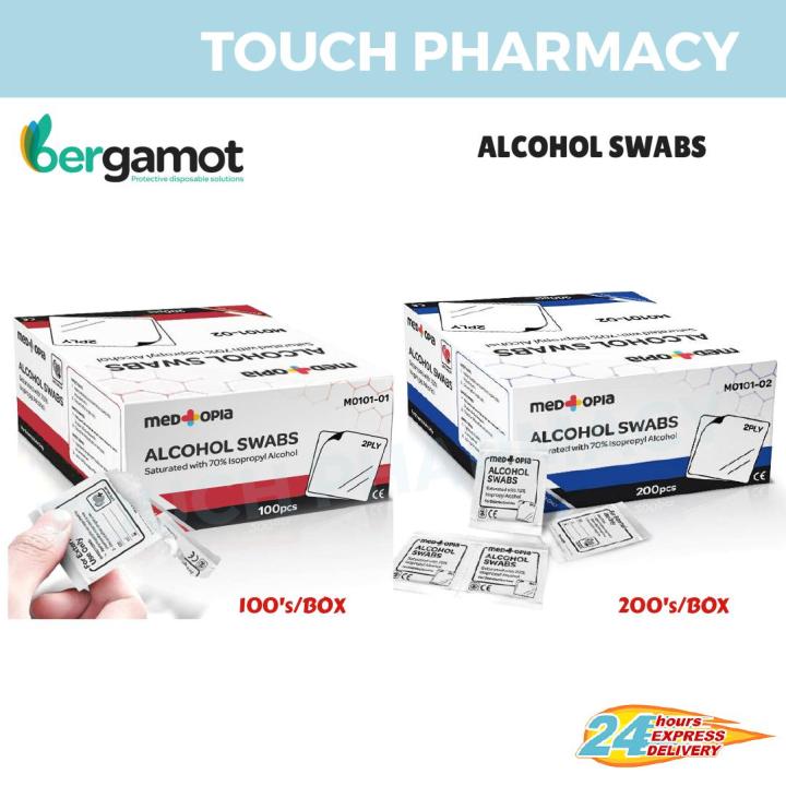 BERGAMOT M0101 MEDTOPIA ALCOHOL SWAB 100'S/200'S BOX | Lazada