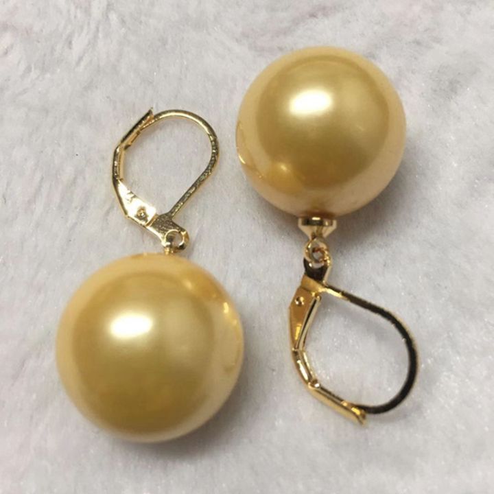 16mm natural south sea shell pearl earrings 14K gold Jewelry Earbob ...