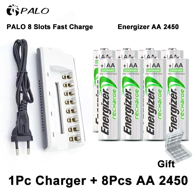 PALO 8-slot Fast Charging LED Display Fast Charger with Energizer AA ...